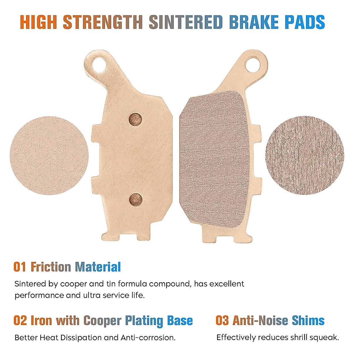 Youxmoto Sintered Brake Pads Fit For HONDA VT1100 VT1300 VTX1300/ NC 700/ CBR 600 900 929 954 1000/, Rear Brake Pads Fit For KAWASAKI EN650 / Fit For SUZUKI SV650 / Fit For YAMAHA YZF-R1 YZF-R6 FZ07