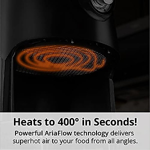 Aria Premium 2 Qt. Retro Style Ceramic Air Fryer, Black/Stainless Trim