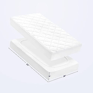 SLEEP ZONE Waterproof Crib Mattress Protector Pad - Quilted, Fitted Baby Mattress Cover 28"x52" - Soft Breathable Toddler Mattress Pad Noiseless Infant Bed Topper - Deep Pocket 14"