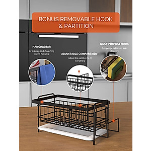 FixOwl Sink Caddy Kitchen Sink Organizer Sponge Holder for Kitchen Sink Non-Slip Countertop Organizer SUS304 with Removable Tray, Black