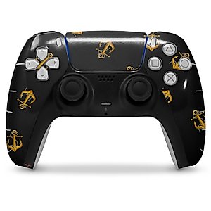WraptorSkinz Skin Wrap compatible with Sony PS5 DualSense Controller Anchors Away Black (CONTROLLER NOT INCLUDED)