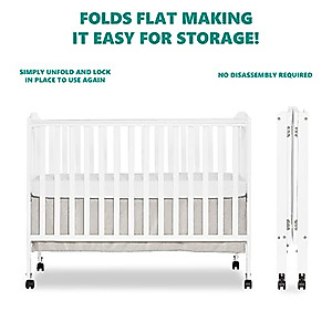 Dream On Me, Full Size 2-in-1 Folding Stationary Side Crib, White