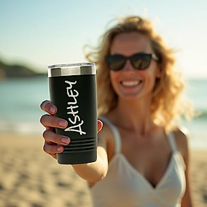 ETCHIFIED Personalized 20oz Stainless Steel Tumbler with Slider Lid - Vacuum Insulated Travel Mug, Add a Name - Keeps Hot or Cold for Hours