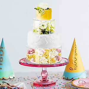 Royxen 2 Pack Clear Acrylic Cake Stand 10 Inch Cake Riser Round Cake Display Stand, 10x4 Inch, 6x4 Inch for Weding, Birthday Party