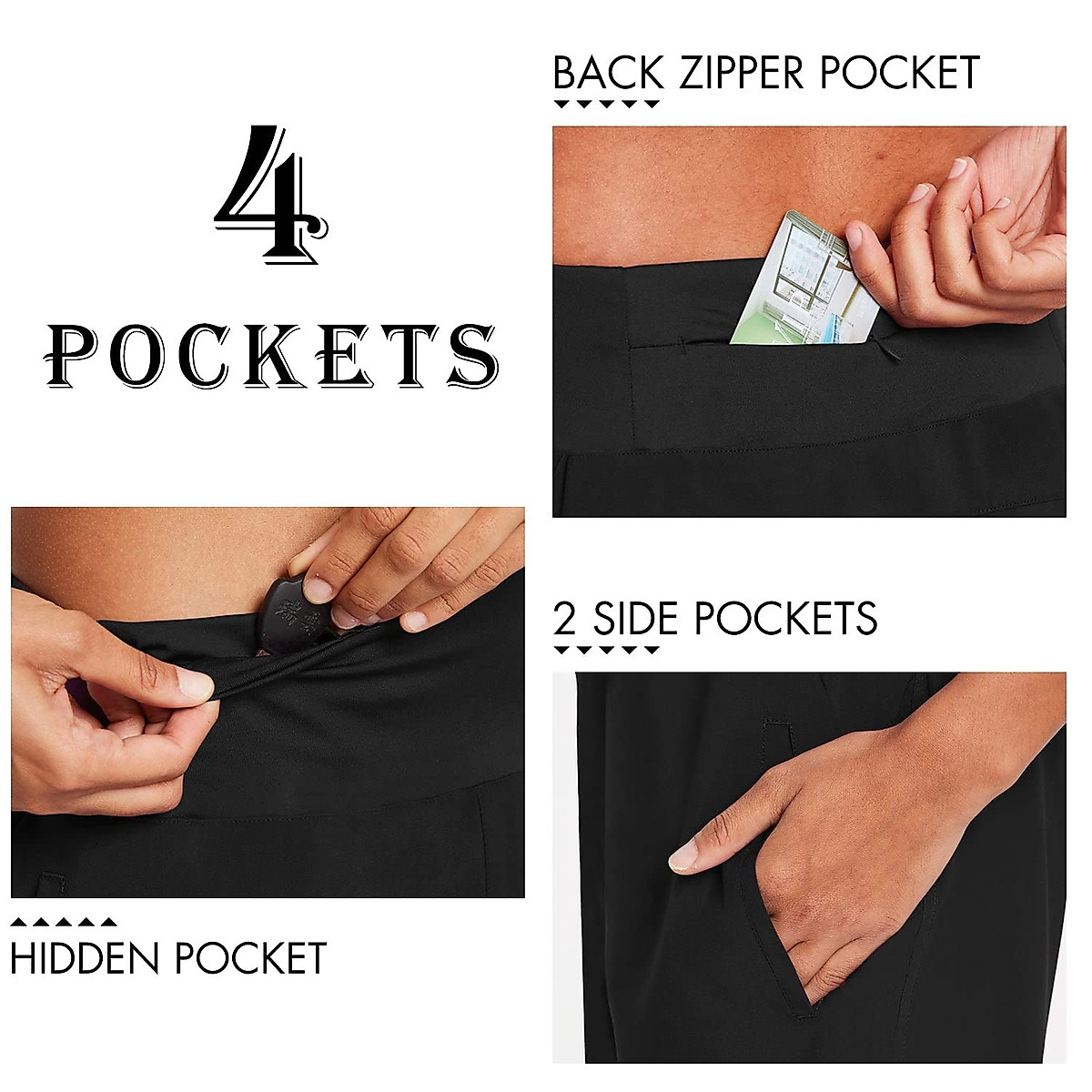 BALEAF Womens' 7" Long Running Athletic Shorts Back Zipper Pocket Workout Gym Shorts Quick Dry High Waist with Liner Black Size M