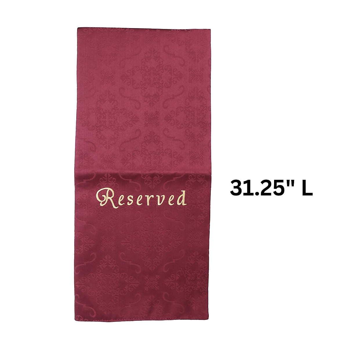 Trinity Church Supply Elegant Burgundy Polyester Jacquard Reserved Pew Cloth, 6 ⅞ x 31 ¼ Inches