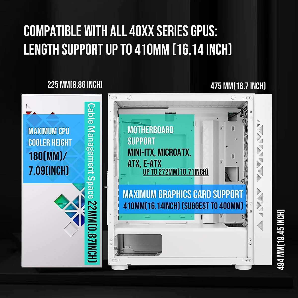 Computer case Medium Tower Bitfenix Tracery ARGB White