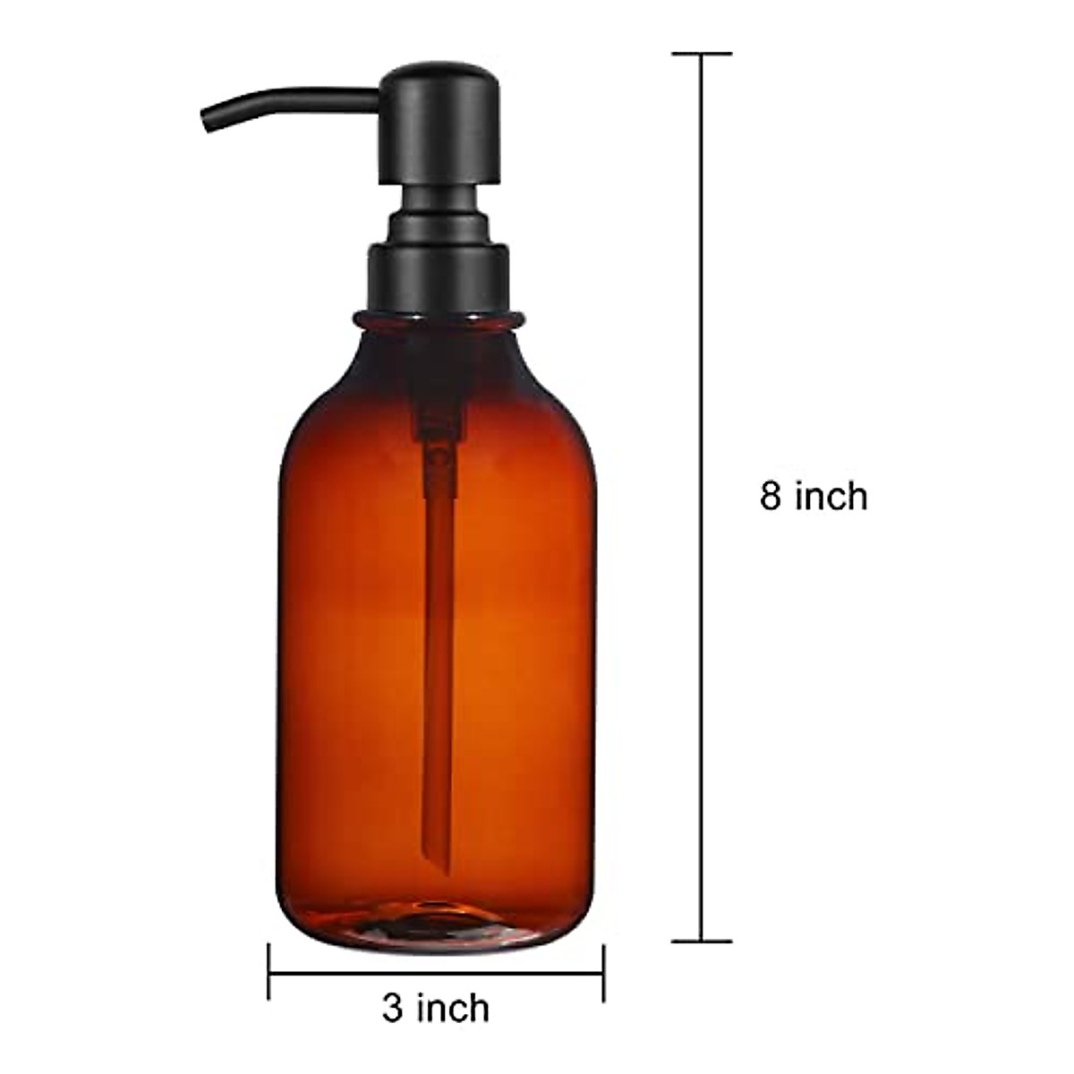 2 Set Foaming Hand Soap Dispenser Bathroom, Stainless Steel Foam Dispenser (Matte Black Pump + Amber Bottle)