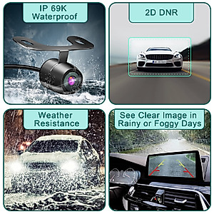 Reverse Backup Camera, Rear View Camera Wide Angle View Universal Car Camera CVBS Rear Front Camera for Cars, SUVs, RVs, Vans