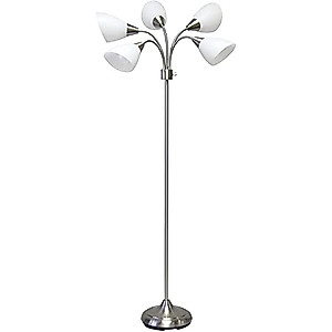 Adesso 7205-22 Multi-White Shade Floor Lamp, Adjustable Gooseneck Arms, Silver