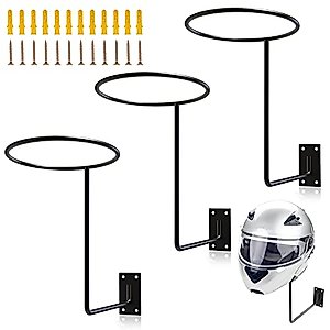 SnowTing 3 Pack Helmet Holder Wall Mount Motorcycle Helmet Holders Stand, Helmet Hangers for Hats Caps, Ball Holder Hanger, Wall Mounted Hat and Wig Holder Hat Wall Display