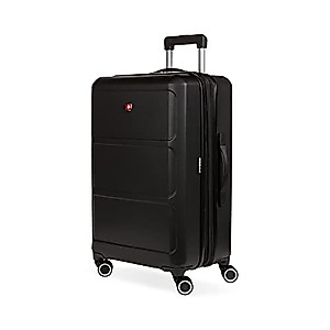 SwissGear 8090 Hardside Expandable Luggage with Spinner Wheels, Black, Checked-Medium 24-Inch