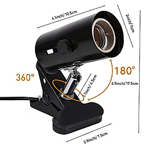 KABASI Reptile Heat Lamp Fixture with 2 Bulbs, UVA + UVB Full Spectrum Sun Lamp with 360°Rotatable Clips and Dimmable Switch, Basking Spot Heating Light Lamp for Lizard Turtle Snake Amphibian, 25W+50W