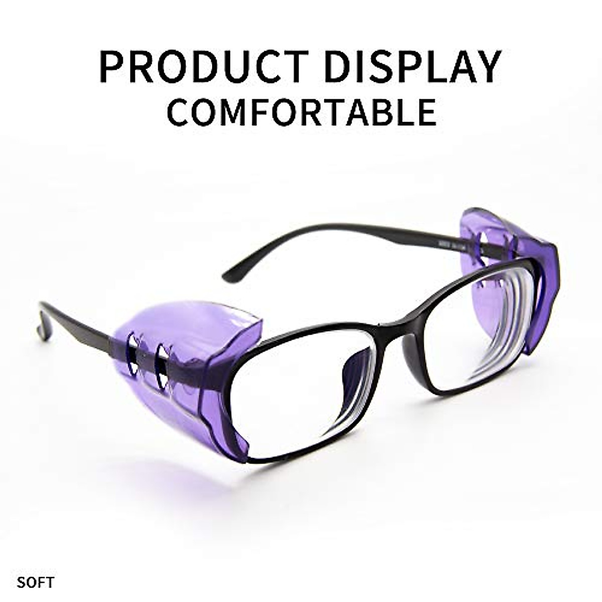 tchrules 6 Pairs Safety Eye Glasses Side Shields, Slip On Side Shields for Safety Glasses, Double Hole, Fits Most Safety Eyeglasses (Purple)