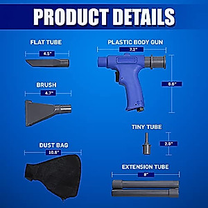 LE LEMATEC Dual Action Air Compressor Vacuum and Pneumatic Air Blow Gun with Attachments, Up to 150 PSI, One-Turn Multi-Function Air Compressor Pneumatic Vacuum Air Blower Gun Shop Tool Combo, AS119