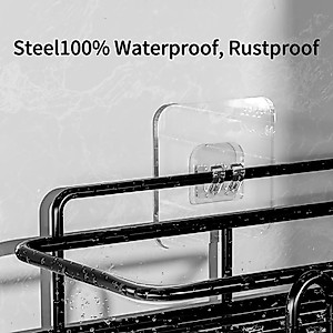 ALAHUGYEF 12 Pcs Adhesive Sticker Hooks for Shower Caddy, Adhesive Sticker Replacement Hook for Corner Shower Shelve, Strong Sticky Heavy-Duty Wall Adhesives Transparent for Bathroom Soap Holder