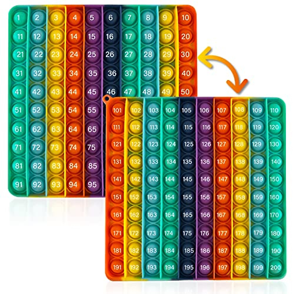 Counting Numbers Chart Pop It Double Sided Learning Math Game Reversible Manipulatives Education Tool Fidget Sensory Type Toys Squeeze Stress Relief Anxiety ADHD Children (Double Side Counting 1-200)