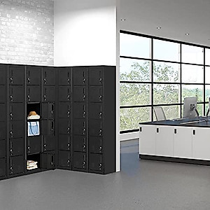 Pataku Metal Lockers for Employees-71 Storage Locker Cabinet Steel Employee Lockers with 6 Doors Lockers for Kids Bedroom, School, Home, Office, Gym, Garage, 6-Tier Locker, Black