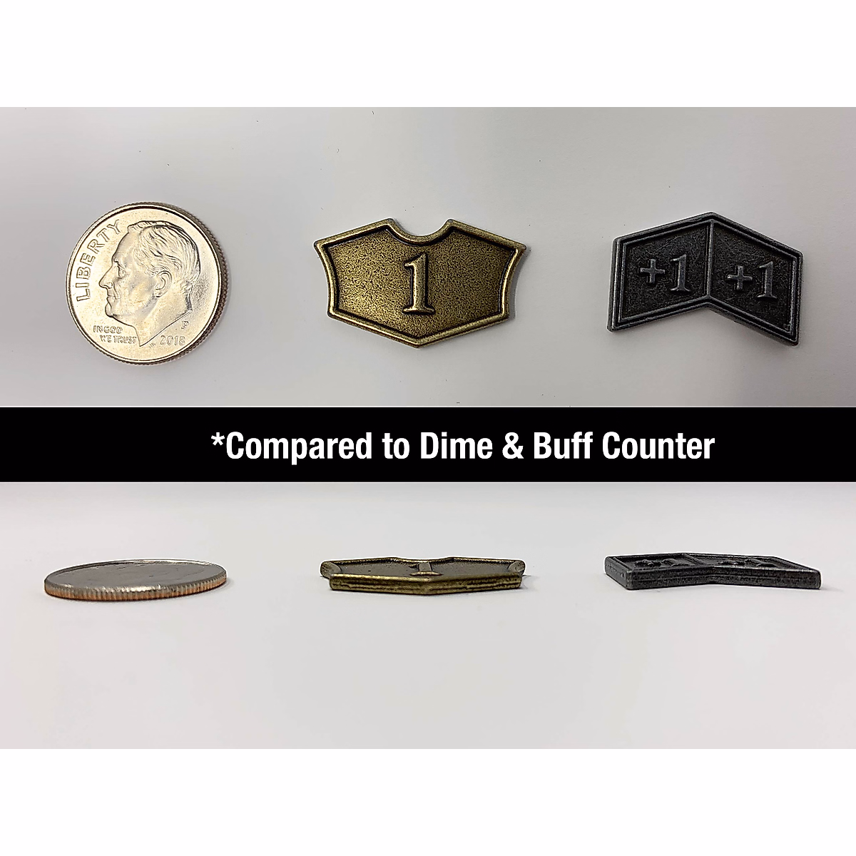 Citadel Black MTG Buff Counters Expansion Set of 30 Metal Tokens - with Velvet Drawstring Pouch, Antique Gold & Copper Finish Metal Tokens, Magic: The Gathering