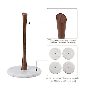 KES Wood Paper Towel Holder Countertop Black Walnut Paper Towel Holders with Marble Base for Standard or Jumbo-Sized Rolls, KPH801B