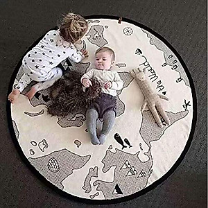 ABREEZE Adventure World Map Pattern Baby Play Mat,Crawling Mats Floor Playmat Activity Round Rug for Infant Child Kids 53 Inches