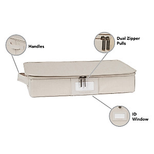 Covermates Keepsakes - Zip-Top Storage Box - Heavy Duty Polyester- Reinforced Handles - Stackable Design - Indoor Storage-Beige Heather