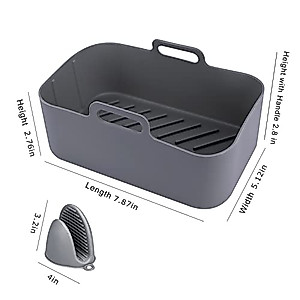 2PCS Air Fryer Silicone Pot for Ninja Foodi Dual DZ201 DZ401, Reusable Air Fryer Silicone Liners for Ninja 8QT with Mitts Basket Accessories