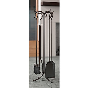 Panacea 15001 Wrought Iron Fireplace Toolset, Black, Pack of 5