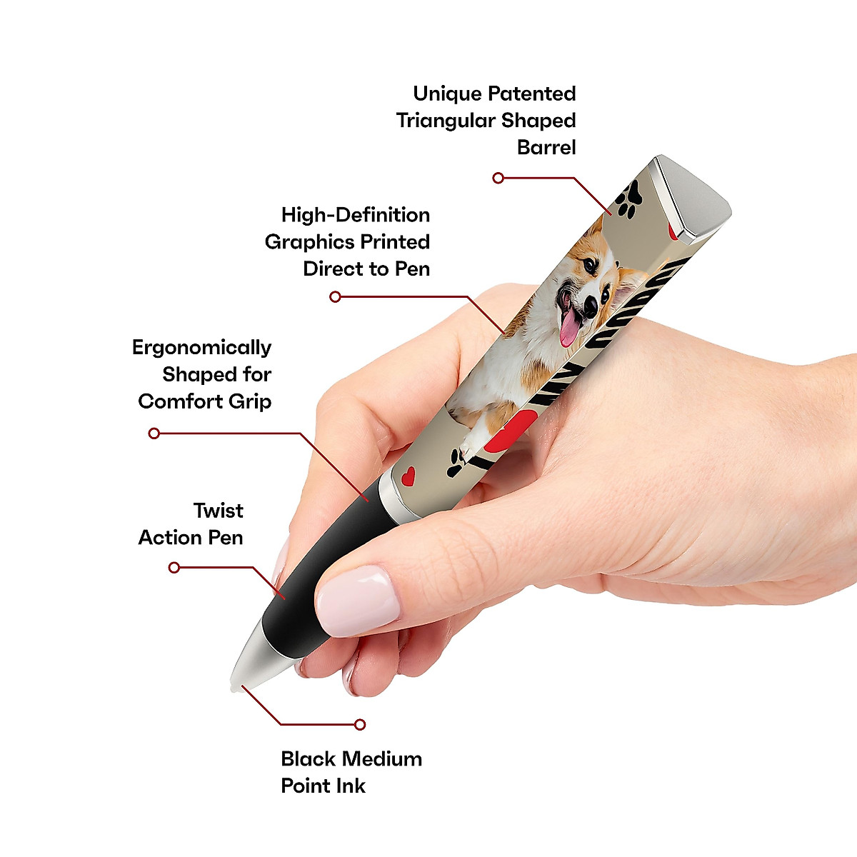 ANINKABOVE I Love My Dog Ballpoint Pen (1 Pen, 3-Sided) Dog Birthday Cute Pens, Fun Pens Dog Lovers Gifts For Women & Dog Dad Cool Pens, Dog Mom Gifts - Cute School Supplies Dog Pens (Corgi Gift)