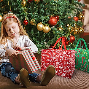 AKEROCK Large Christmas Gift Bags, Freestanding Christmas Bags with Handles and Paperboard, Reusable Xmas Gift Bags for Holiday Presents, Gift Giving, Shopping - 8 Pcs, 2 Different Sizes