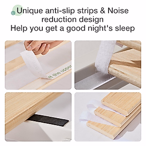 Novilla Queen Bed Frame with Headboard, Metal Platform Bed Frame, Wood Slat Support, Heavy Duty, No Box Spring Needed, Easy Assembly, White