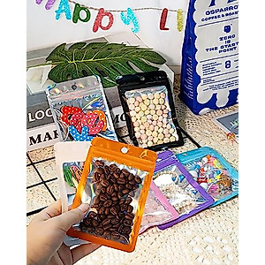 Holographic Bags Candy Bags 300 PCS (3x4.7 Inch, Black) Resealable Bags Packaging Bags with Clear Window Small Bags Foil Pouch Bags for Food Storage Small Business Christmas