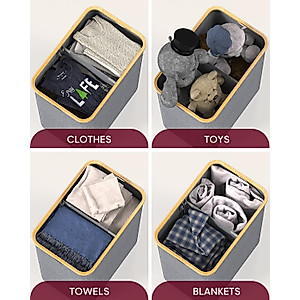 150L Double Laundry Hamper with Lid - CHAMUTY Dirty Clothes Hamper, Collapsible Laundry Baskets, Tall and Slim Design, Perfect for Dorm and Bedroom Use (Grey)