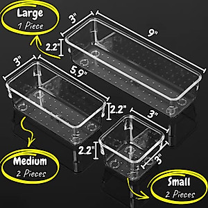 Mr. Pen- Drawer Organizers Set, 5 pcs, Clear Plastic Drawers Organizer, Makeup Drawer Organizer, containers for Organizing, Desk Drawer Organizer, Vanity Organizer, Bathroom Drawer Organizers