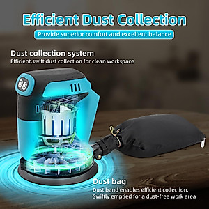 Random Orbit Sander for Makita 18V Battery, 5-Inch 14000RPM Cordless Electric Orbital Sander with 3 Various Speeds, Palm Sander with 3 Pcs Sandpapers & Dust Bag, Perfect for Woodworking(Tool Only)