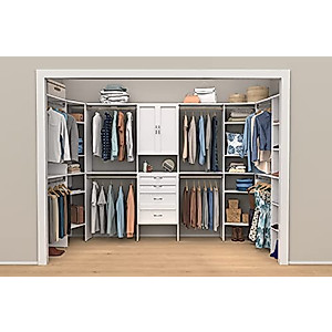 ClosetMaid SuiteSymphony Wood Corner Shelf Unit, 2 Shelves, Adjustable, Stacking, For Storage, Closet, Clothes, Shoes, Décor, Pure White, 41.13" X 19.63" X 31.75" Corner Unit
