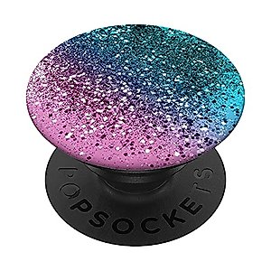 Cute Glam Aqua Blue Pink-Glitter Design PopSockets Swappable PopGrip