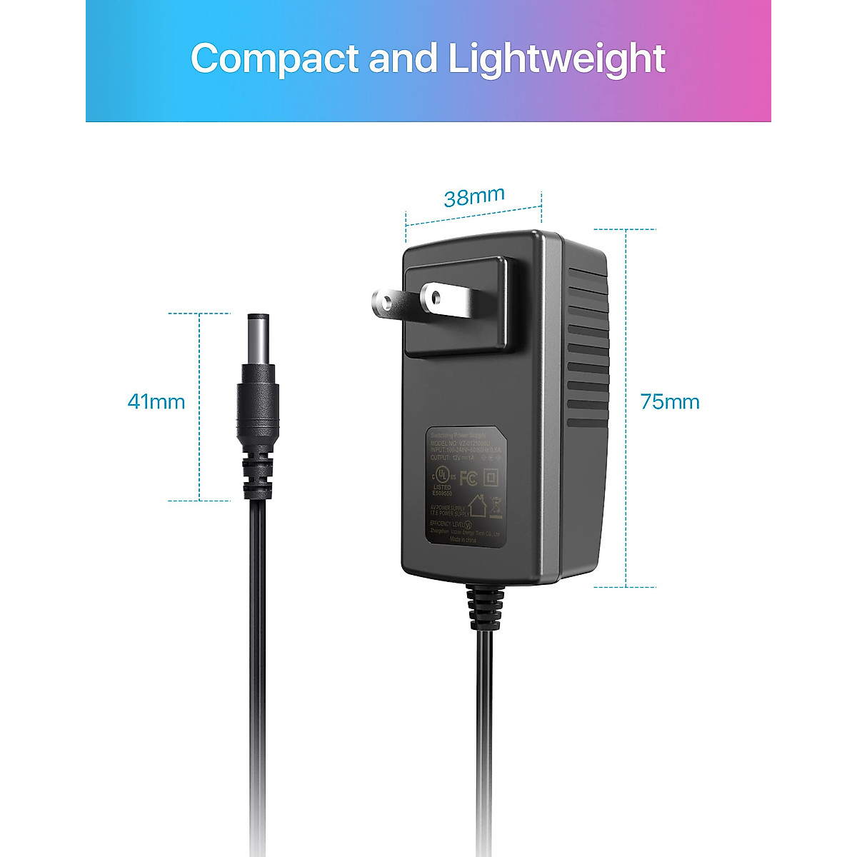 ZOSI DC 12V 1A 1000mA US CCTV Power Supply Adapter 3m Long Power Cords for Home Security Camera Surveillance System
