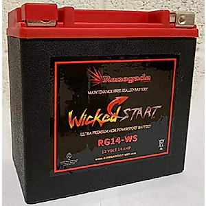 ATV Battery; RG14-WS 300+ CCA's; For Kawasaki (05-23) KVF750 Brute Force / (05-13) KVF650 Brute Force / (04-06) KVF700 Prairie