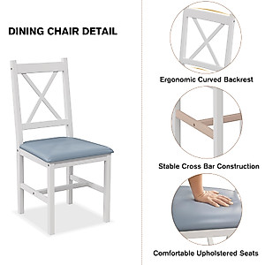 Lumelay Dining Table Set for 2-4 Person,Morden Wooden Small Kitchen Table Set,5 Piece Breakfast Dining Room Table and Upholstered Chairs for Apartment,Space-Saving Design (Blue)