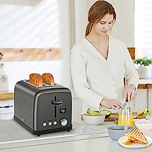 SEEDEEM Toaster 2 Slice, Stainless Steel Bread Toaster with LCD Display, 7 Bread Shade Settings, 1.5'' Variable Extra Wide Slots Bagel Toaster with 4 Functions, Removable Crumb Tray, 900W, Dark Metallic …
