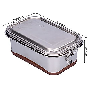 Food Container, Stainless Steel Food Container Bento Lunch Box Waterproof Leakproof Bento Box for Office Camping(Without Compartment)
