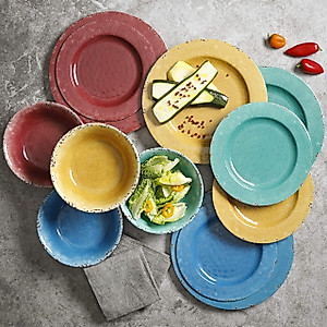 Gibson Home Mauna Melamine Plastic Dinnerware Set, Service for 4 (12pc), Golden Yellow