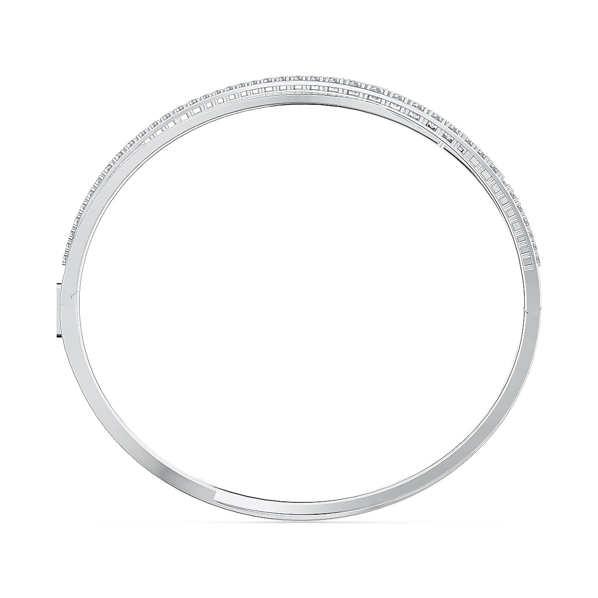 SWAROVSKI Hyperbola Women's Bangle Bracelet with Clear Crystals on a Rhodium Finished Setting, Size M