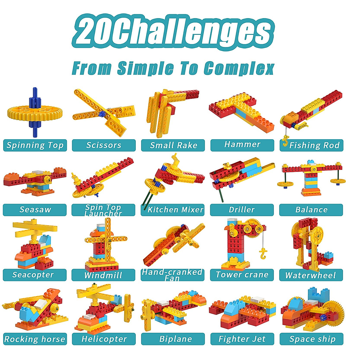 burgkidz Construction Building Toy Set: Science Learning Blocks Toys, Build Tools Vehicles Machines & Models; STEM Educational Kit for Boys & Girls 3 4 5 6 + Year Old