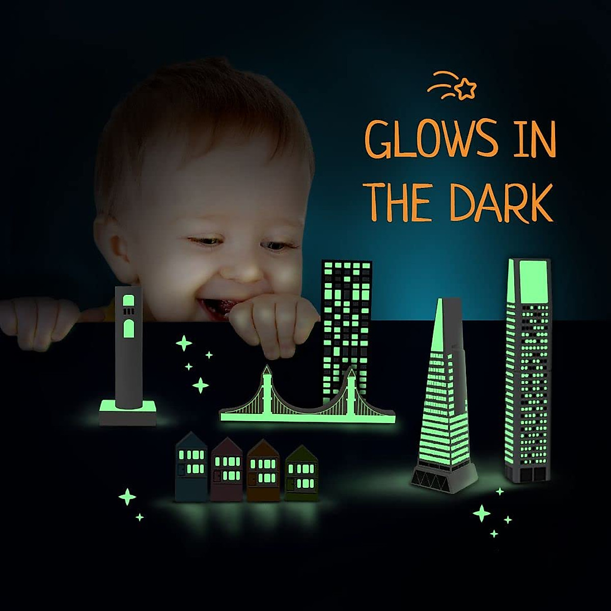 Top Right Toys Wooden Blocks, Building Blocks for Kids, Chicago City Skyline Set, Wood Blocks for Toddlers, Educational City Set with 6 Famous Landmarks, 15 Pieces