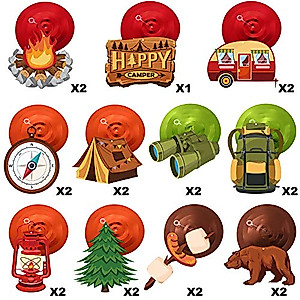 30 Pieces Happy Camper Party Hanging Swirls, Camping Adventure Bears Sign Foil Swirls Ceiling Decorations for Boy Girl Camping Theme Birthday Party Baby Shower Indoor Outdoor Decoration Supplies