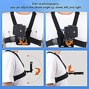 Mobile Phone Chest Mount Strap Holder ，Anti-Slide Strap Mount for Phone 360 Degree Rotary for Video Recording
