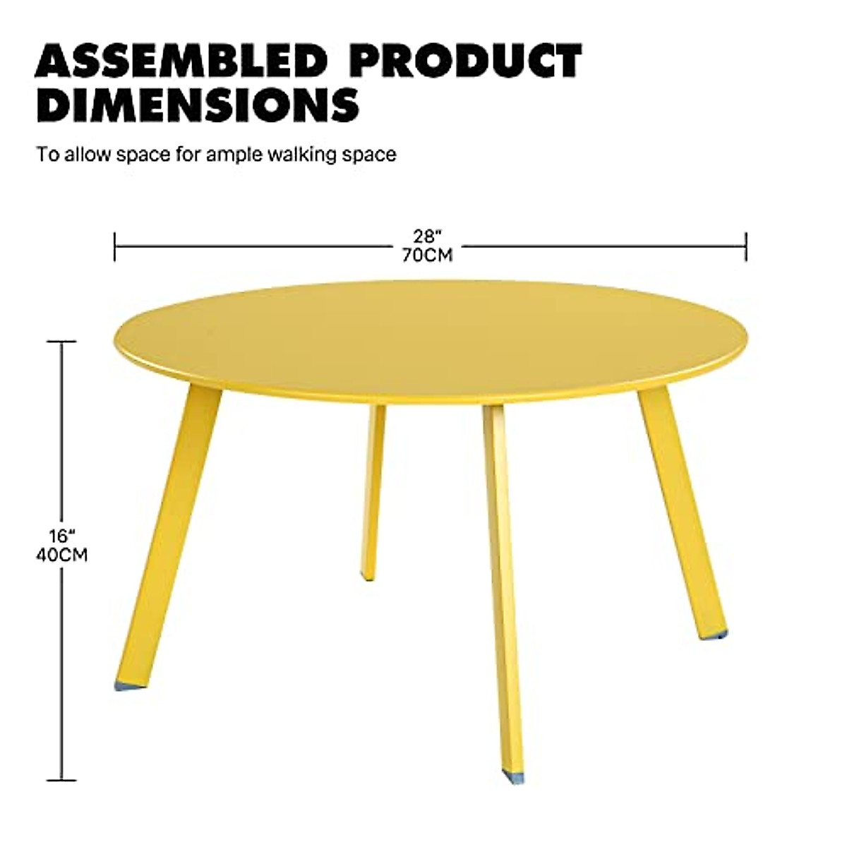 Grand patio Round Outdoor Coffee Table, Weather Resistant Metal Large Side Table for Balcony, Porch, Deck, Poolsid, Yellow