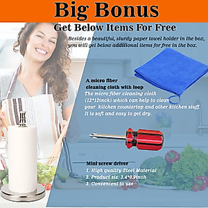 Paper Towel Holder Countertop, Stainless Steel Heavy Base (3LBS in Weight, and 7.5inch in Diameter) , Paper Towel Rack, Ripping Paper Towel Off One-Handed, No Wobbly (Brushed Nickel)